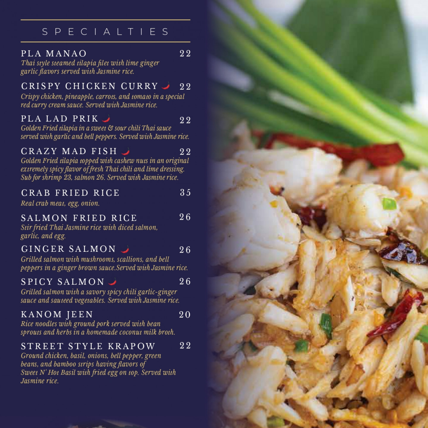 Thai Menu | Victoria, TX | Noot's Thai Kitchen